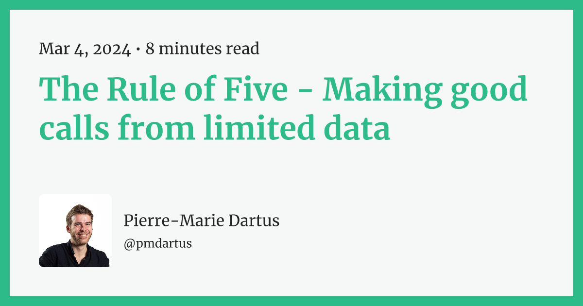 The Rule of Five - Making good calls from limited data • pmdartus
